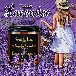 Fufandi Funny Divorce Gifts for Women - Unique Divorce Candle Gift - Breaking Up Gifts for Best Friends, Sister, Coworkers, Her, BFF, Female Friends - Lavender Scented Candles with Keychain