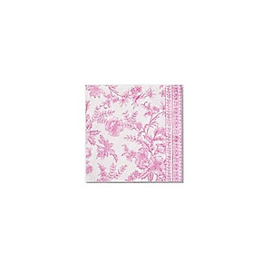 Coterie Pink Floral Paper Cocktail Napkins (Set of 25) | Beautiful Pink and White Toile Paper Napkins For Bridal and Baby Shower, Tea Party, Garden Party, Birthday Party | 5” Fancy Paper Napkins