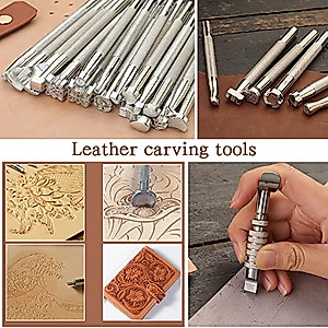 243Pcs Leather Working Tools and Supplies with Instruction, Leather Stamping Tools, Snaps and Fasteners Kit, Waxed Thread Cord, Cutting Mat, Leather Tooling Starter Kit for DIY Leather Craft