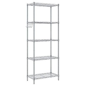 Cozzine 5 Tier Storage Shelves, Adjustable Storage Shelves 21"x 11"x 59" Heavy Duty Steel Tube Wire Shelving Unit (Silver)