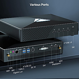Thdeukoty Mini Desktop PC Computer i9-9900KF Windows 11 Pro, Gaming PC GeForce RTX2060S 8G, 64G DDR4 RAM 1T NVME SSD, 4K@144Hz HDMI/DP/DVI Triple Display, WiFi 6 Bluetooth 5.2 for Gaming/Design