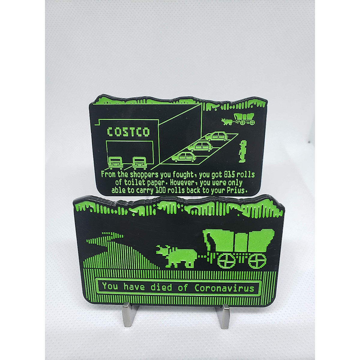 Glowing Challenge Coin - You Have Died of Corona - Like Oregon Trail You Have Died of Dysentery