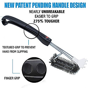 Kona Speed/Scraper Grill Brush and Scraper - Compatible with Weber and Other Brands Flat & Round Grill Grates - BBQ Cleaner for Gas Grills, Stainless Steel Cast Iron Grates - New Flex Grip Handle