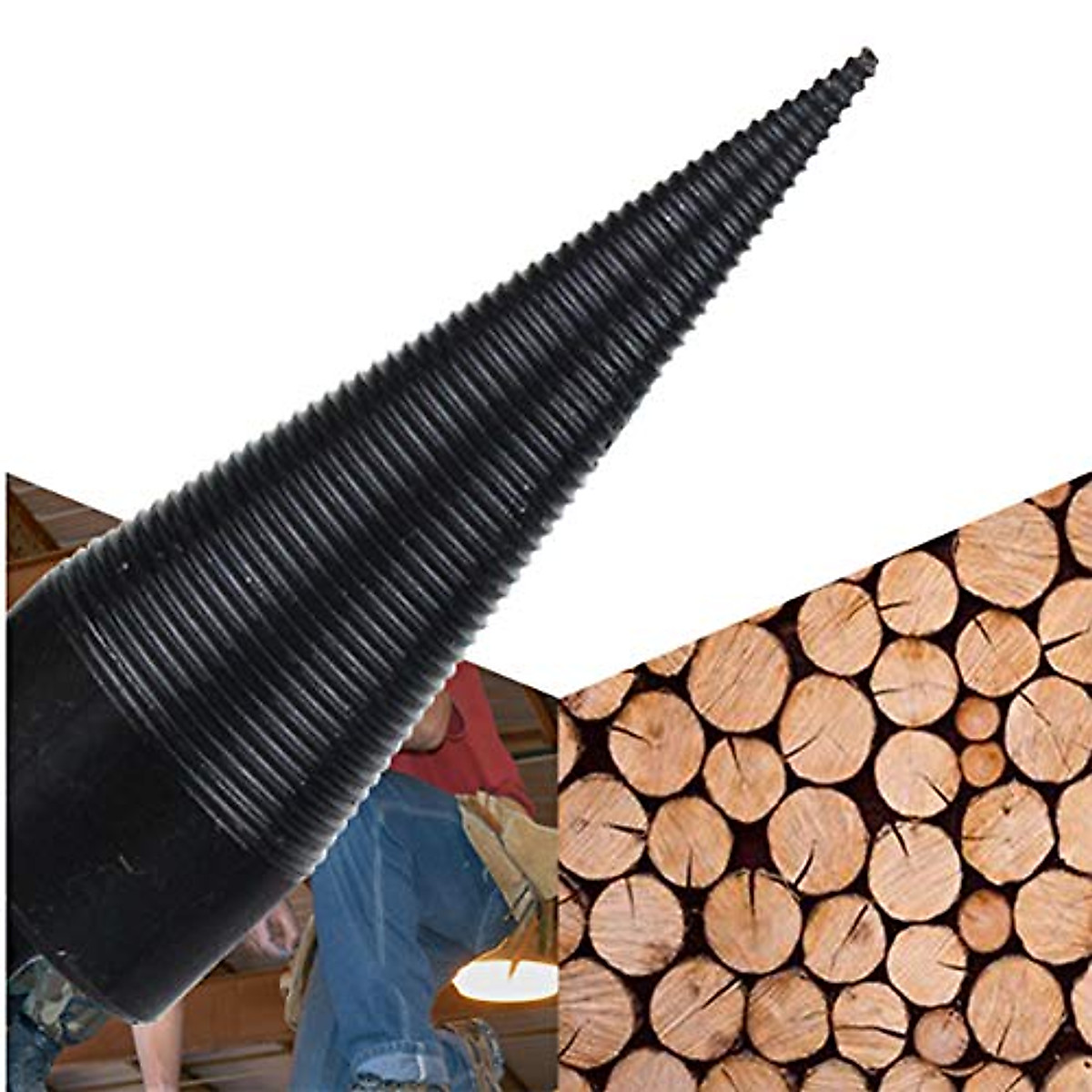 Wood Splitter Drill Bit, zosenda Heavy Duty Log Splitter Screw Cone, High Speed Firewood Twist Drill bit, Screw Splitting Bit Wood Breaker Wedge Drilling Woodworking Tool (38mm)