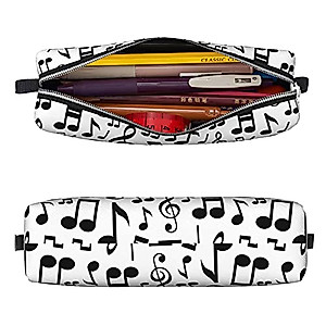 Music Notes Seamless Small Pencil Case Simple Pen Pouch Carrying Box for Adult With Smooth Zipper Durable Lightweight for Office Organizer Storage Bag