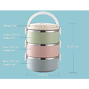 WORTHBUY Lunch Box Stainless Steel, Insulated Compartment Lunch Container For Hot Food, Spoon & Fork Set, Lunch Bag For Adults(Bpa-Free, 3-Tier)