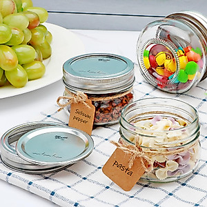 COMUDOT 40 Pack Mason Jars, 4 oz Food Storage Jars with Split-Type Metal lids, Glass Canning Jars for Jams, Overnight Oats, Candies, Honeys, Snacks,DIY Projects,Wedding/Party/Shower Favors