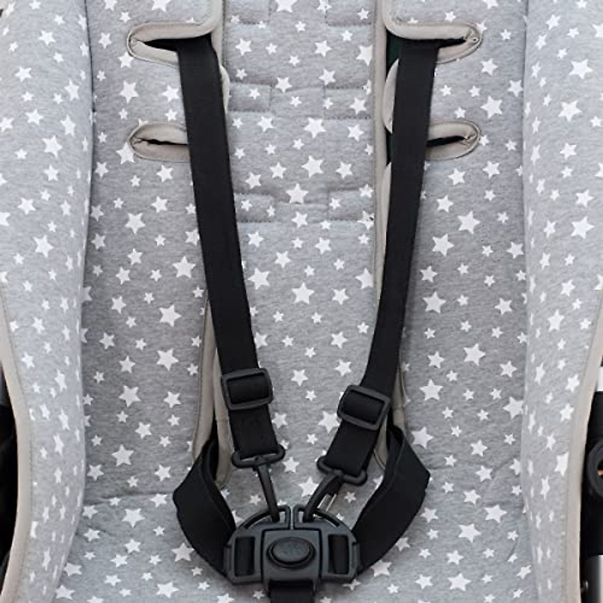 JYOKO Kids mat Compatible with Uppababy Vista 100% Cotton + Foam + 3D Air Confort (White Star)