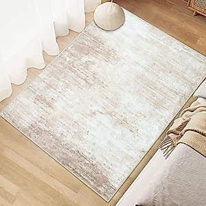 3x5 Area Rugs for Living Room:Washable Rug Modern Abstract Rug-Non Slip Rug Door Mat for Bedroom Kitchen Under Dining Table Nursery Bathroom Entryway Home Office Rugs - Brown