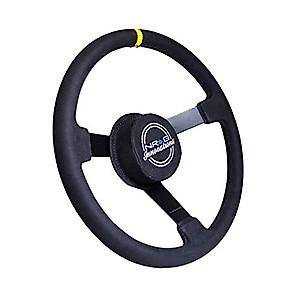 NRG Innovations NRG-RST-380MB-A Reinforced Steering Wheel 380mm Alcantara 3 Spoke, Removable Crushed Pad, Special 6 and 3 Bolt Pattern
