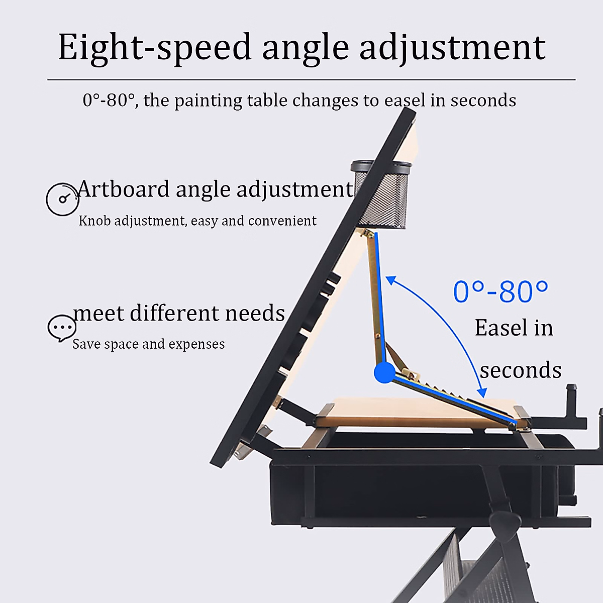 Drawing Table Adjustable Height Drafting Desk/Tiltable Glass Tabletop Drawing Table with 2 Storage Drawers And One Side, for Reading, Writing Art Craft W/Stool, 90 * 60 * 78-93CM beautiful scenery