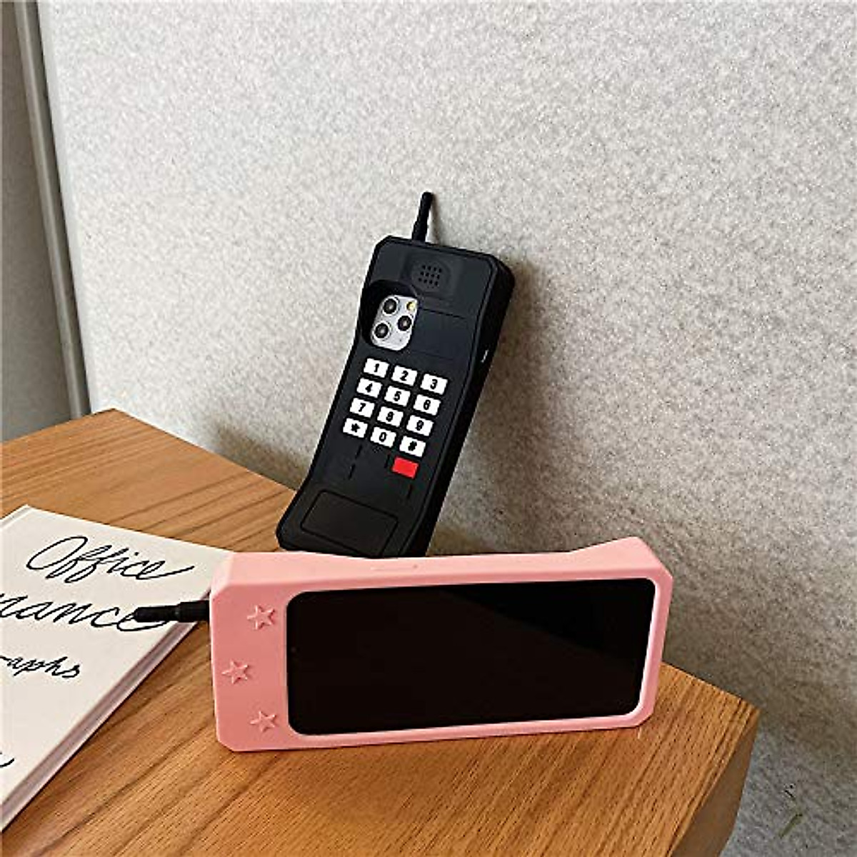 Lubiogio Retro Phone Case for iPhone 14 Pro Max,3D Cute Cartoon Kawaii Retro Classic Stand Phone Shape Kids Girls Women Soft Silicone Rubber Case for iPhone 14 Pro Max 6.7 inch 2022(Retro Phone Pink)