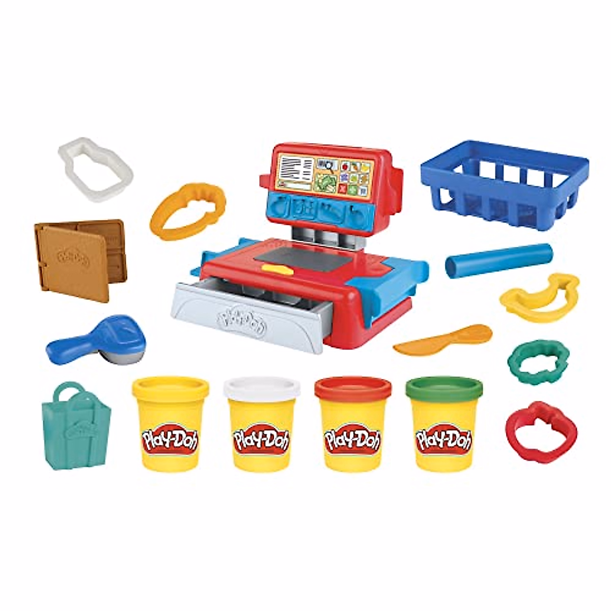 Play-Doh Cash Register Toy for Kids 3 Years and Up with Fun Sounds, Play Food Accessories, and 4 Non-Toxic Colors