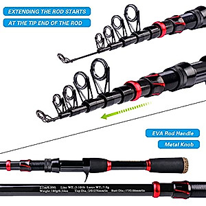 Fishing Rod and Reel Combo, 6.9ft Telescopic Spincast Rod with Right Handed Baitcasting Reel Combos, Sea Saltwater Freshwater Ice Bass Fishing Tackle Set Fishing Rods Kit