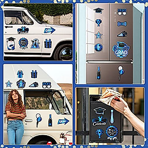 20Pcs Graduation Car Magnet Decors Class of 2023 Blue Graduation Refrigerator Magnets We are So Proud of You Graduation Magnets Stickers Grad Party Favors for Car School Office Whiteboard Home Decor