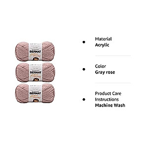 Bernat Softee Chunky Yarn Bundle Super Bulky Number 6 Gauge Yarn, 3 Skeins (Gray Rose)
