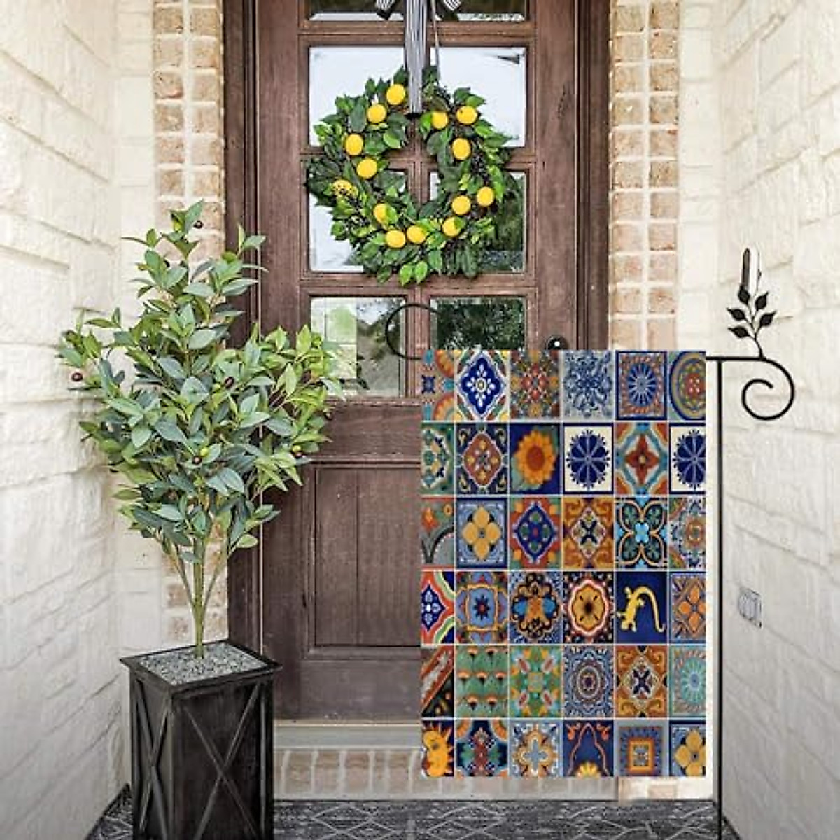 Double-sided garden flag Talavera Tiles Mexican Folk Outdoor Flag Garden Flag Yard Outdoor Decoration （12×18in）.