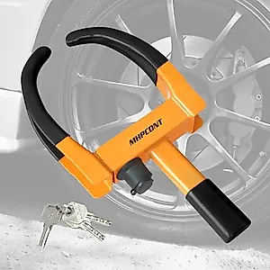 Wheel Lock Universal Trailer Wheel Lock Adjustable Security Tire Boot Lock Anti Theft for ATV RV SUV Car Golf Cart Boats Motorcycles Great Deterrent Bright Black-Yellow (3 Keys)