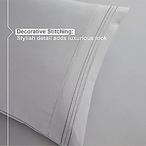 Nestl Full Size Sheet Sets - 4 Piece Full Size Sheets, Deep Pocket, Hotel Luxury, Extra Soft, Breathable and Cooling, Light Grey Bed Sheets for Full Size Mattress