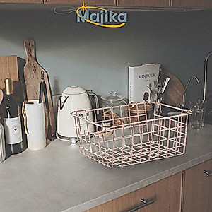 4 Decorative Rose Gold Baskets 2 Large Size and 2 Small Size Perfect Storage for Home and Office Brought to You by Majika Premier