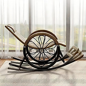 Hannahcos Outdoor Rocker Chair, Wicker Patio Chairs, Patio Lounge Chair with Armrests and Headrests, Modern Royal Chair for Bedroom, Living Room, Porch, Garden, Gold