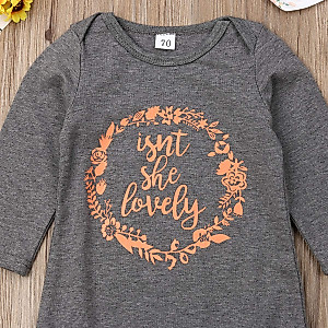 Qiylii Newborn Baby Girl Isn't She Lovely Floral Nightgowns Headband Sleepwear Sleeping Bag (0-3 Months, Gray)