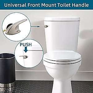 Hygie Rinse Metal Front Mount Toilet Handle Replacement Kit Compatible with Kohler Toilet Tank Parts, Toilet Flush Lever Handle with Flapper Chains, Brushed Nickel