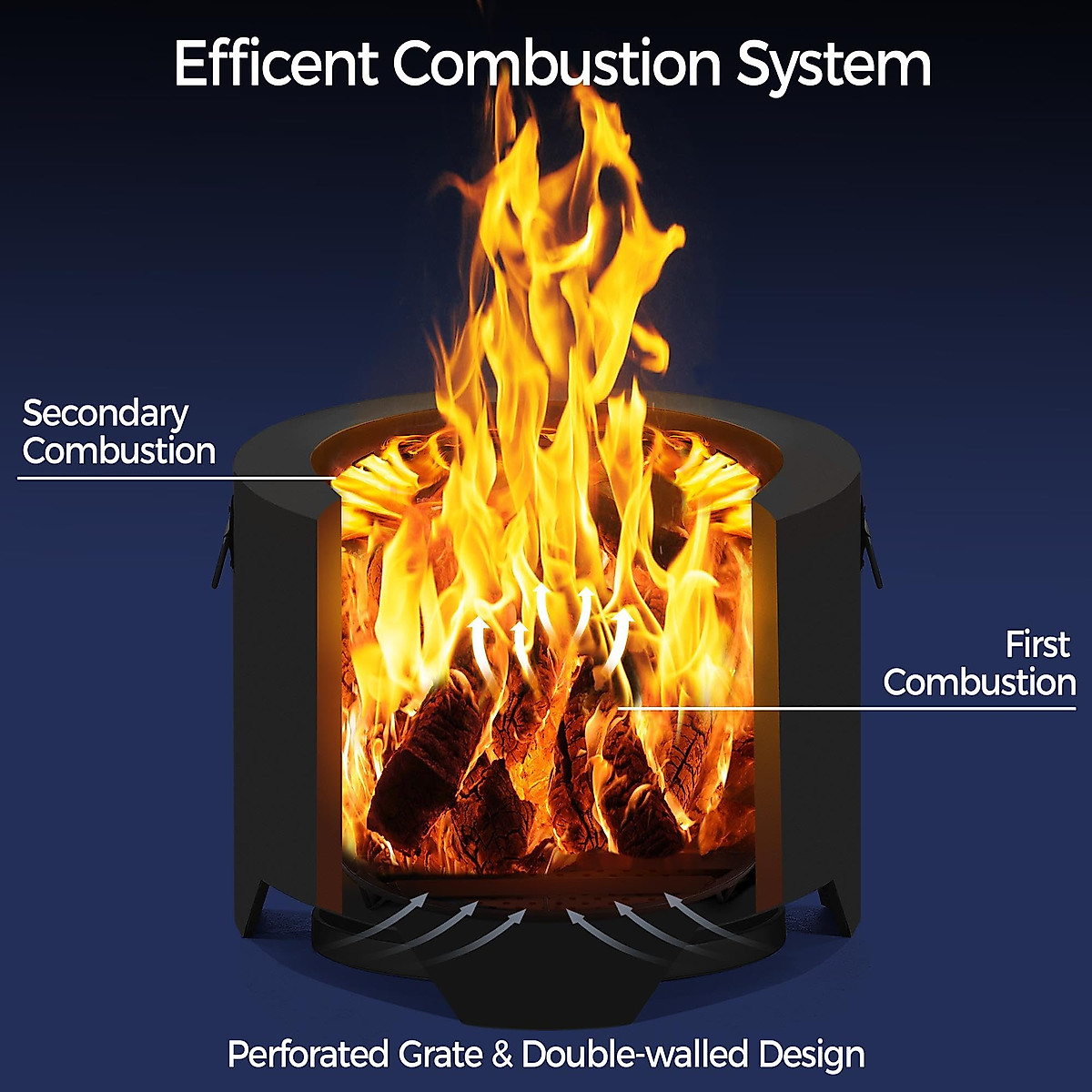 Yaheetech Smokeless Fire Pit for Outdoor Garden Patio Camping W/Silicone Fire Pit Mat & Fire Poker & Rain Cover & Lid & Log Grate, 16in