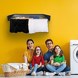 LEBENSART Laundry Drying Rack, Stainless Steel Collapsible Wall Mounted Space Saving Clothes Drying Rack, Indoor and Outdoor Foldable Drying Rack, 60lbs-20 Ft Drying Capacity, 40" (Anthracite Gray)