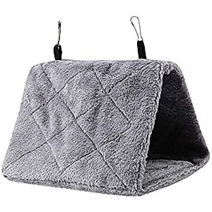 Bird Nest House Shed Hut Hanging Hammock and Comfort Corner Fleece Bird Blanket, Parrot Cage Snuggle Hut Warm Plush Bedding,Small Animals Shelter Plush Bedding for Parakeet Cockatiel Pigeon (S)
