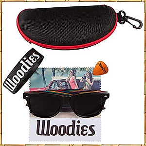 Woodies Polarized Rainbow Wood Sunglasses for Men and Women | Black Polarized Lenses and Real Wooden Frame | 100% UVA/UVB Ray Protection