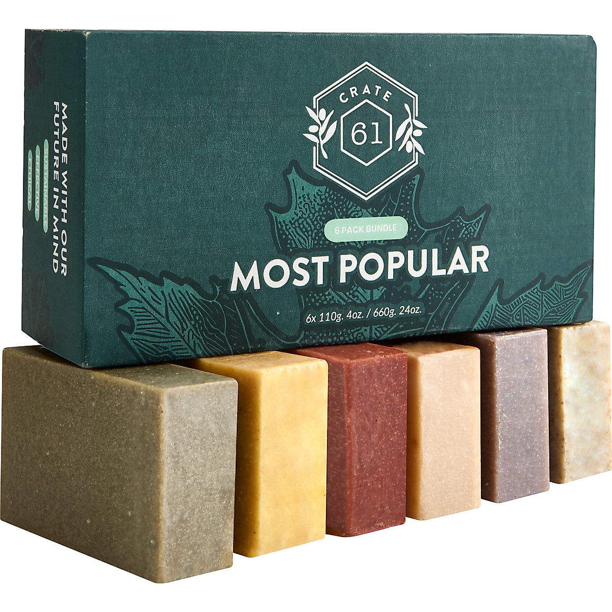 Crate 61 Organics, Handmade in Canada, Plant Based Cold Process Natural Bar Soap, With Premium Essential Oils, Dry Skin, Pack of 6 (Most Popular)