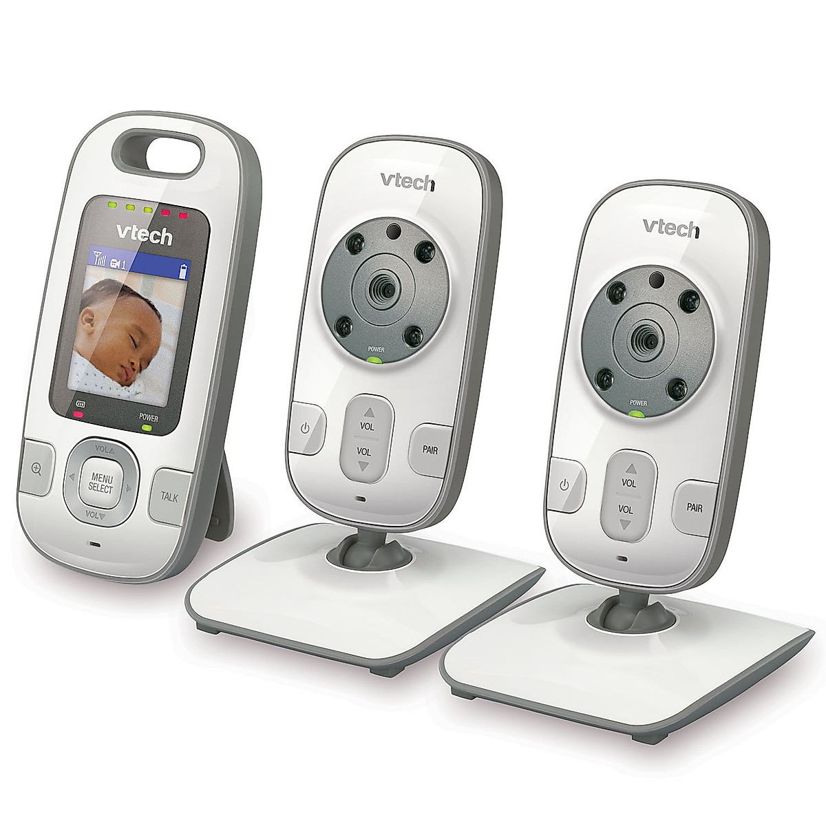 VTech BV73122GY Digital Video Baby Monitor with 2 Cameras and Automatic Night Vision, Gray