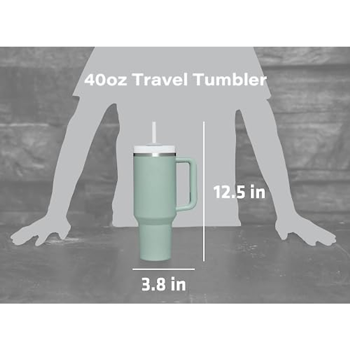 YOUEXPERT 40 oz Thermos Tumbler with Handle and Straw with lid Car Mug with Outdoor Sports Travel Stainless Steel Sippy Mug Gifts 2st (eucalyptus)