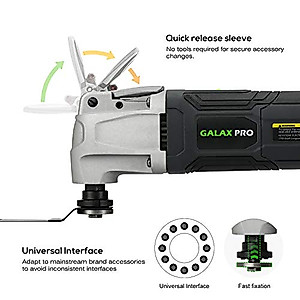 GALAX PRO 2.4Amp 6 Variable Speed Oscillating Multi-Tool Kit with Quick-Lock accessory change, Oscillating Angle:3°, 28pcs Accessories and Carry Bag