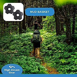 High Stream Gear trekking poles accessories. A replacement set of 2 rubber tips and 2 mud baskets for all weather and all terrain. Fits most standard trekking/hiking/walking poles/sticks