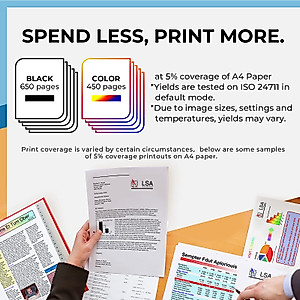 Penguin 62XL Ink Cartridges for HP Printers Envy 7640 5660 5540 5640 7645 Officejet 5740 200 250 258 Remanufactured High Yield 62 XL hp62 hp62xl Black/Color Combo Pack