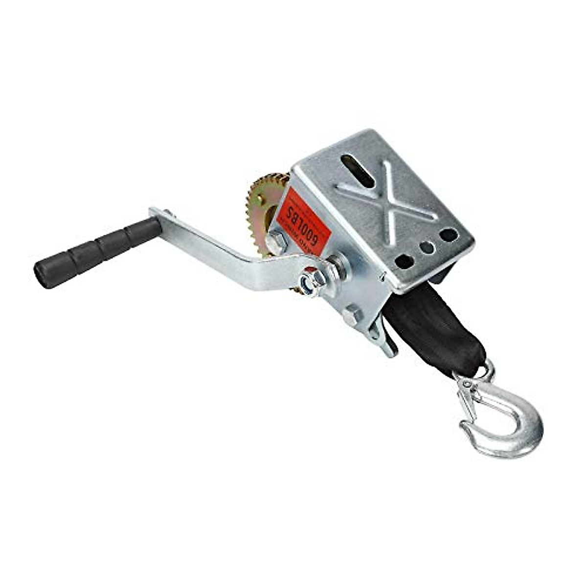 VOWAGH 600lbs 26FT 2" Hand Winch Hand Crank Strap Gear Winch Fit for ATV Boat Trailer Heavy Duty
