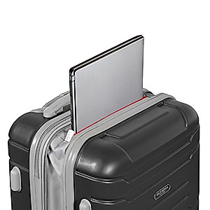 Olympia Denmark 21 Inch Expandable Carry On 4 Wheel Spinner Multiple Grip Luggage Suitcase with Aluminum Locking System and Interior Divider, Laptop compartment, Black