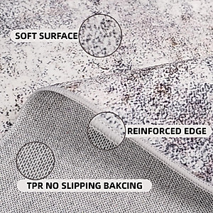 MTOUOCK Washable 8x10 Area Rugs, Modern Abstract Area Rug Washable with Non-Slip Backing, Modern Area Rugs 8 x 10 Area Rugs Indoor for Living Room Bedroom (8'x10', Gray/Rust)