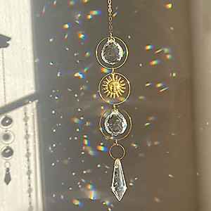 Naturemama K9 Crystal suncatcher Rainbow Maker Hanging Prism Ornament Pendant Home Garden Car Decoration 6Pack Gift Kit Sun Catchers Indoor Window (Gold)