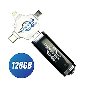 ThePhotoStick® Omni 128GB - Secure Photo & Video Backup and Transfer | USB & Multiport Connection | Integrated Software | Portable Memory | External Storage | File Save & Transfer