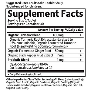Garden of Life mykind Organics Maximum Strength Turmeric Joints & Mobility Support 30 Tablets - 500mg Curcumin (95% Curcuminoids) Black Pepper - Organic Non-GMO Vegan & Gluten Free Herbal Supplements