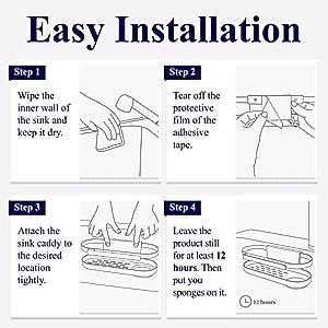 Kitsure Sponge Holder - Multipurpose Sink Caddy Kitchen Sink Organizer, Dish Brush Holder w/ Adhesive Tape, for Sponges, Scrubber, Cleaning Rag, Stainless Steel Sink Caddy, Automatic Drainage