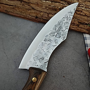 NA 7.5'' Hand Forged Meat Cleaver Stainless Steel Chef Knife Butcher Knives Chopper for Kitchen, Restaurant or Camping