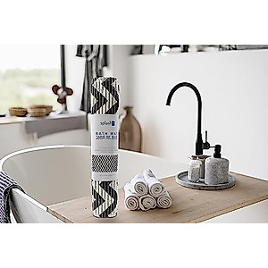 Splash Home Chevron Softee Bath Single Mat Bathtub Mat, Non-Slip Extra-Long Shower Mat with 58 Suction Cups, 36 L x 17 W Inches, Machine Washable, 100% PVC Foam - Black