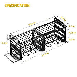 Power Tool Organizer Wall Mounted, 6 Tool Drill Holders with 4 Hangers, Power Tool Rack, Tool Organizer and Storage, Garage Heavy Duty Metal Tool Shelf for Power Tools, Gift for Father