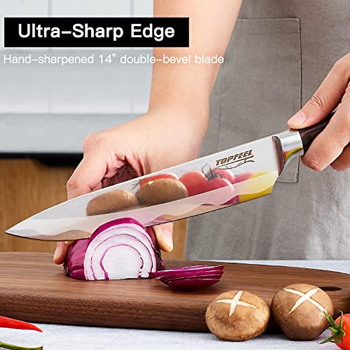 Professional Chef Knife Set High Carbon Stainless Steel Sharp Kitchen Knife Set 3 PCS, Japanese Cooking Knife with Sheath, Knives Set for Kitchen with Ergonomic Wood Handle and Gift Box