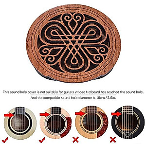 Guitar Wooden Soundhole Sound Hole Cover Block Feedback Buffer Mahogany Wood for EQ Acoustic Folk Guitars 7 B