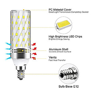 YGS-Tech E12 LED Bulb, 6000K Daylight White Light Bulbs, 16W 1500LM Led Corn Bulb, 120W Incandescent Bulb Equivalent, Non-Dimmable LED Corn Light for Office Home Lighting (8 Pack)